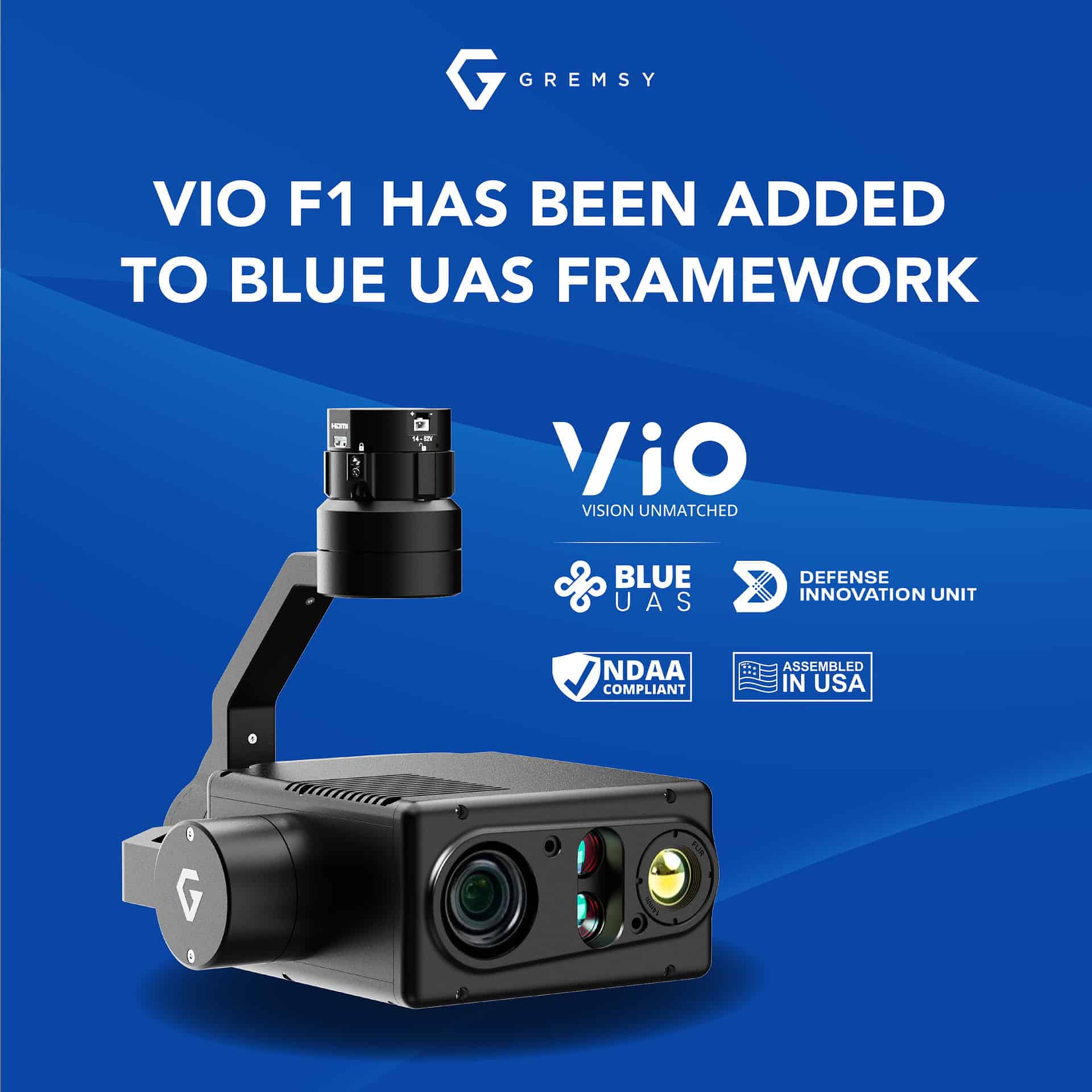 Gremsy VIO F1 Added to Blue UAS Framework | UST
