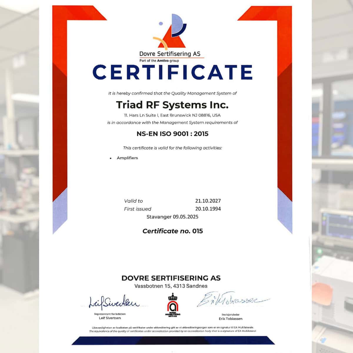 Triad Earns ISO 9001:2015 Certification | UST
